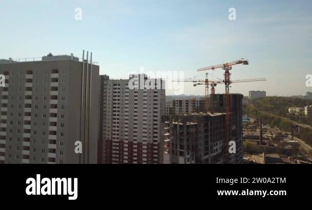 Drone Aerial view of high rise residential complex under construction ...