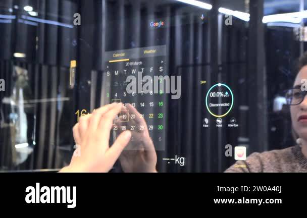 Smart mirror with integrated and built-in monitor and Android system ...