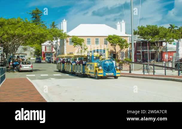 Tourists Riding on a Guided Sightseeing Train Trolley Tour Excursion ...