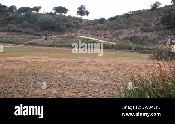 4K, Climate change, land with dry and cracked ground in Spain. Soil ...