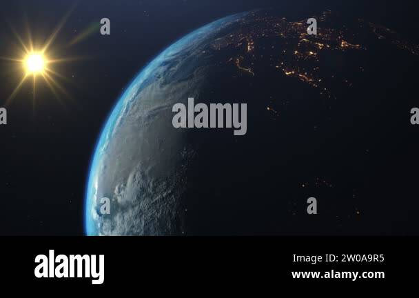 Rotating planet Earth with a real tilt axis and direction of rotation ...