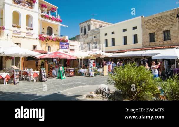 Rhodes Greece Traditional Greek Restaurants and Shops in Historical Old ...