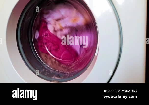 rotation of the washing machine drum while washing clothes Stock Video ...