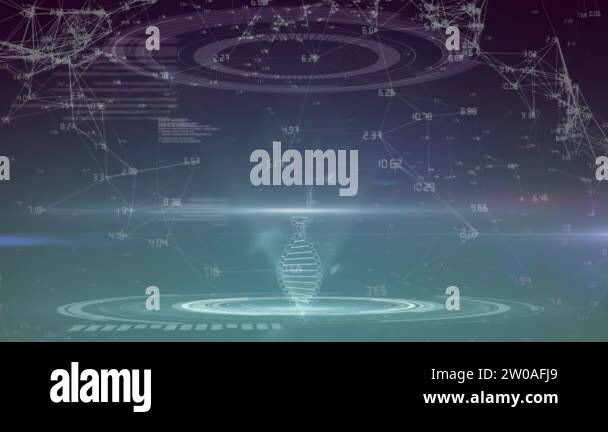 Animation of a DNA strand turning on an illuminated disc, while ...