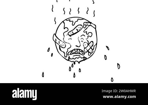 2d Animation motion graphics drawing of mother earth with patches and ...