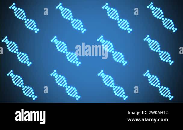 many DNA spiral molecules rotating on screen seamless loop animation ...