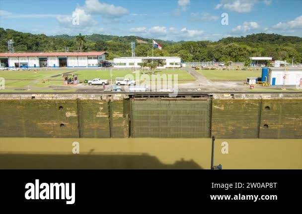 Panama Canal Side View of an Empty Lock on a Perfect Day featuring the ...