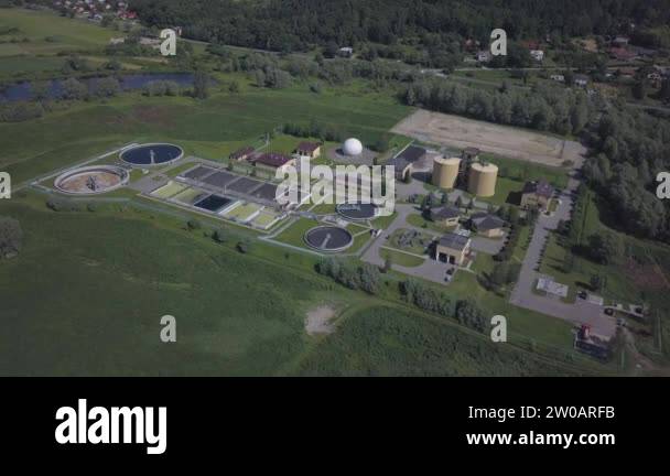 Urban sewage treatment plant. Aerial photography of sewage treatment ...