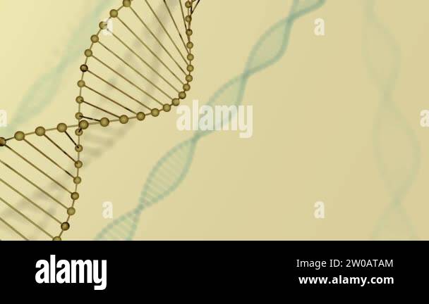 Abstract blue glittering DNA double helix with depth of field ...