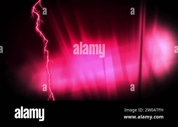 Digital animation of pink lightning moving in the screen with background of pink glowing lights ...