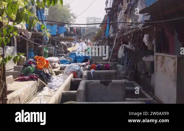 Mumbai, India - February 10, 2019: Daily life of people in Dharavi ...