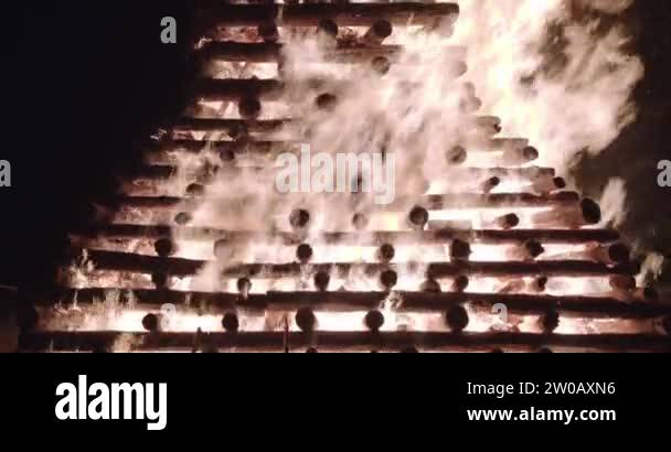 Fire flames and sparks in sacrificial fire. slow motion isolated on ...