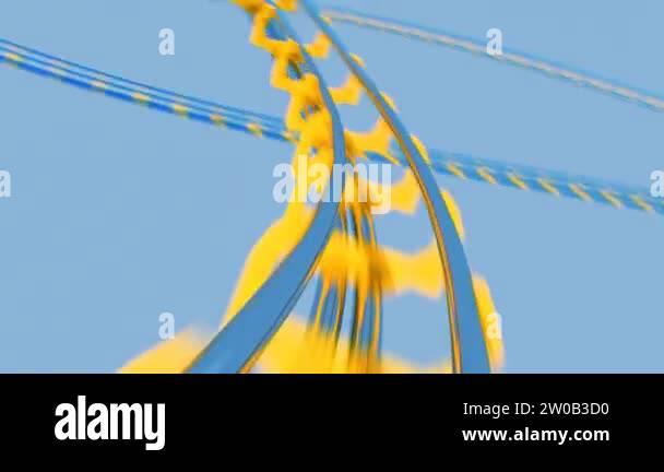 Beautiful Ride on Roller-Coaster Extremely Fast With Sky and Sun Shine ...