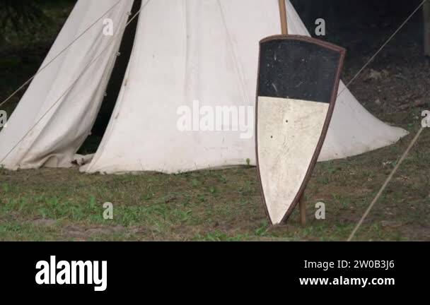 Medieval military tent camp site. Middle ages camp site shows how ...
