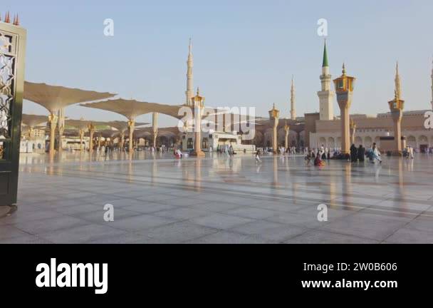 MEDINA, KINGDOM of SAUDI ARABIA-CIRCA MAY 2019 : Muslims walk beneath ...