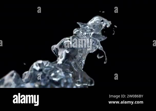 Spinning vortex torado of water splash of liquid on an isolated black ...