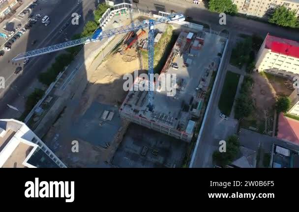 Shooting high-rise buildings and city streets from a height ...