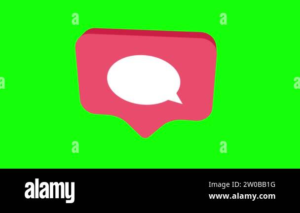 4k Rotating Comment and Like isometric pink icon, 3d animation on a ...