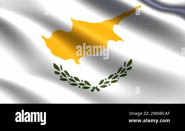 Realistic flag of Cyprus, Seamless looping with highly detailed fabric ...