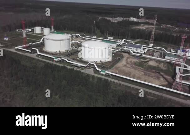 Oil industry. Russian oil field in Siberia. Oil refinery and ...