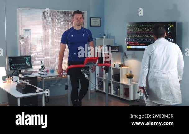 Scientific sports laboratory: doctor coming to monitor athletes stress ...
