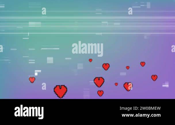 Digital animation of heart icons moving up in the screen while static Stock Video Footage - Alamy
