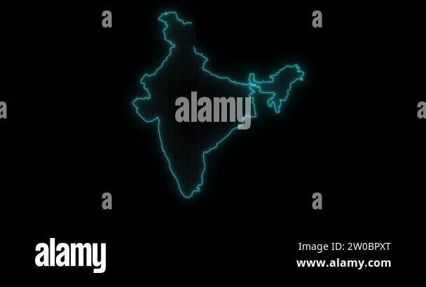 Glowing bright neon India map Stock Video Footage - Alamy