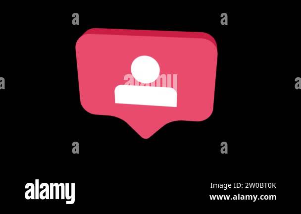 4k Rotating Comment and Follower isometric pink icon, 3d animation on a ...