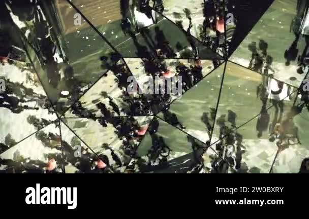 Tokyo- Street view in mirror mosaic reflection. Harajuku. 4K resolution ...