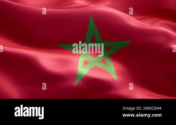 Flag of Morocco waving in the wind. 4K High Resolution Full HD. Looping ...