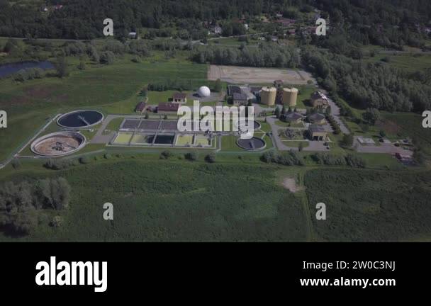 Urban sewage treatment plant. Aerial photography of sewage treatment ...