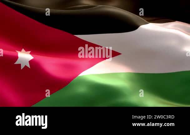 Flag of Jordan waving in the wind. 4K High Resolution Full HD. Looping ...