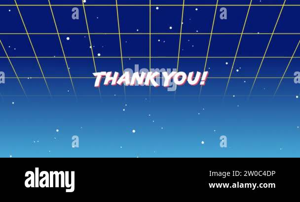 Digital animation of a white Thank You sign zooming in the screen while ...