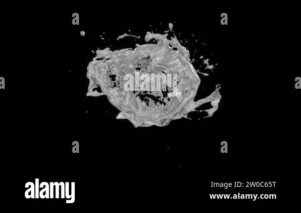Ring of turbulent bright liquid metal transforms into drop, isolated on ...