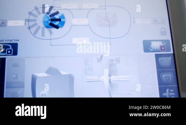 Making glasses, the process of processing the lens in the devicer ...