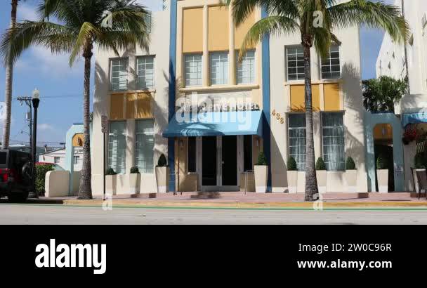 Miami, Florida / USA, February 24, 2019: Ocean Five Hotel Entrance, Art ...