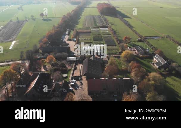 Overview of a biological dynamic farm in The Netherlands showing the ...