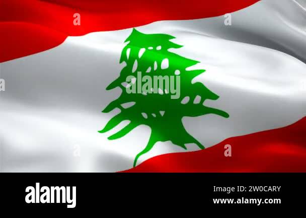 Lebanon flag Motion Loop video waving in wind. Realistic Lebanese Flag ...