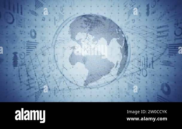 Earth globe 3d with business graphs technology. Business success ...