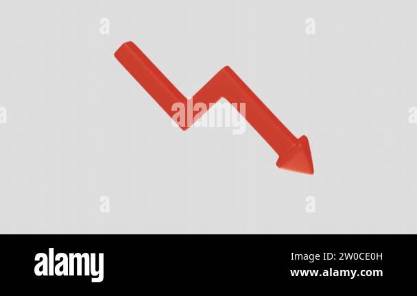 Rotating red downward arrow as a symbol of failure is morphing into ...