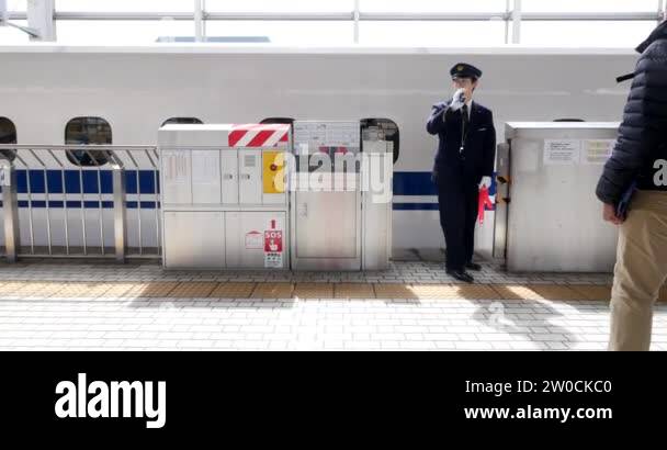 TOKYO, JAPAN - CIRCA MARCH, 2017: Controller at the train station ...