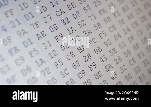 Digital Coding The Movement Of A Code On The Screen Hexadecimal Program Code On Screen