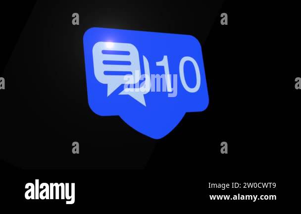 3D social media notification Icon animation. User comment message with ...