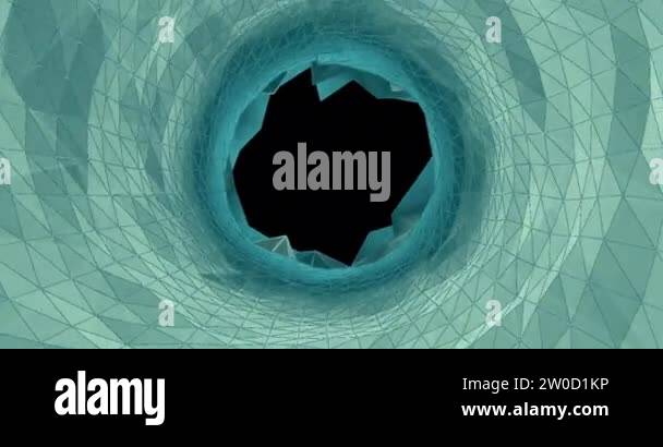 Digital animation of Polygon geometric tunnel revealing glowing stars ...