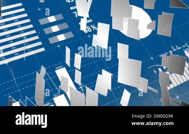 Digital animation of small pieces binding together to create an image ...