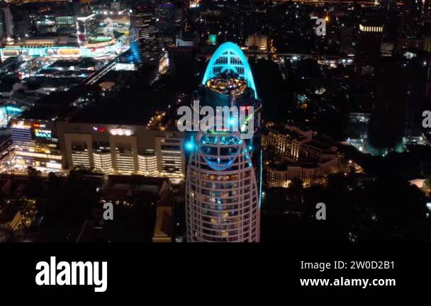 Siam and Rachathewi districts aerial views, rooftop bar, in Bangkok ...