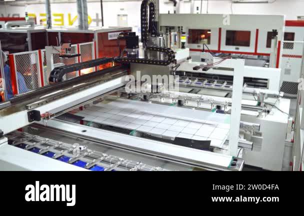 Modern automated solar energy production. Working factory mechanism of ...