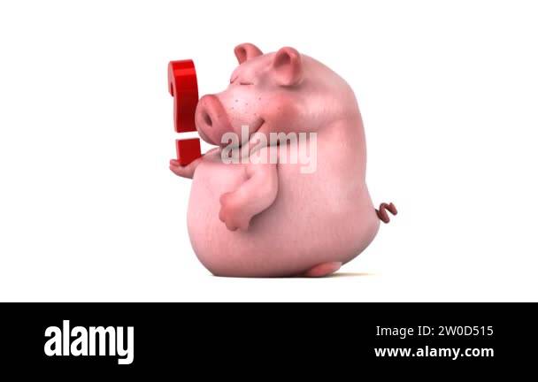 Funny pig holding question mark - 3D animation Stock Video Footage - Alamy