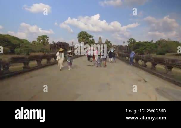 ANGKOR WAT, CAMBODIA, APRIL 2017 HYPERLAPSE, TIMELAPSE: Endless crowds ...