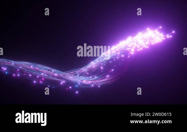 Glowing fiber optic cable. Information flows by wire. The concept of ...